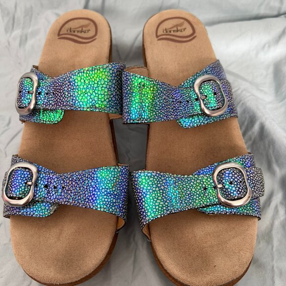 Dansko | Shoes | New Dansko Two Strap Sandals Size 4 Iridescent Blue ...